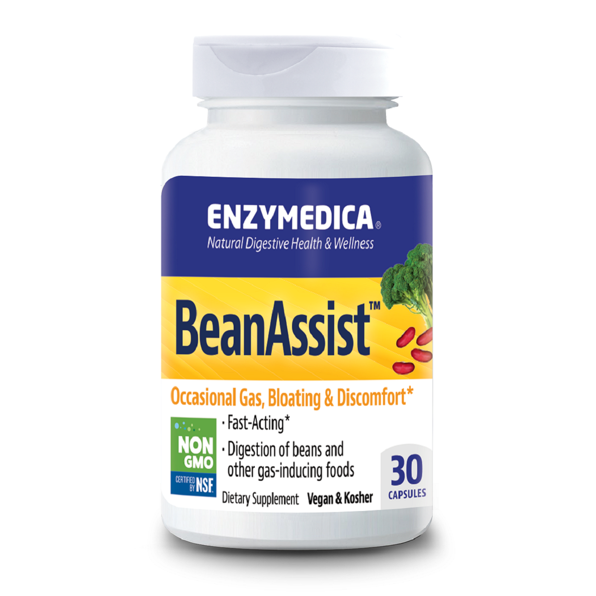 Enzymedica, BeanAssist™ 30 Capsules | Digestive Enzymes for Gas and ...