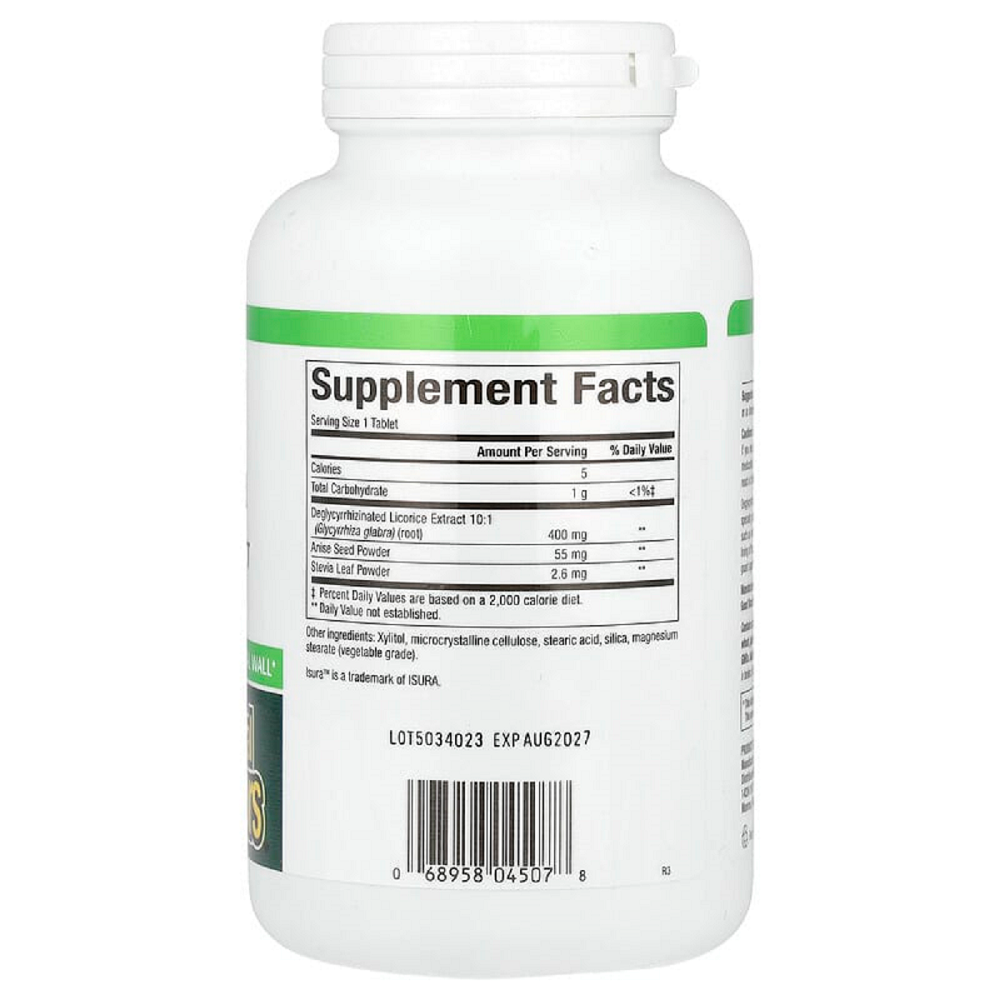 Natural Factors, DGL 400 mg Licorice Root Extract 180 Chewable Tablets ...