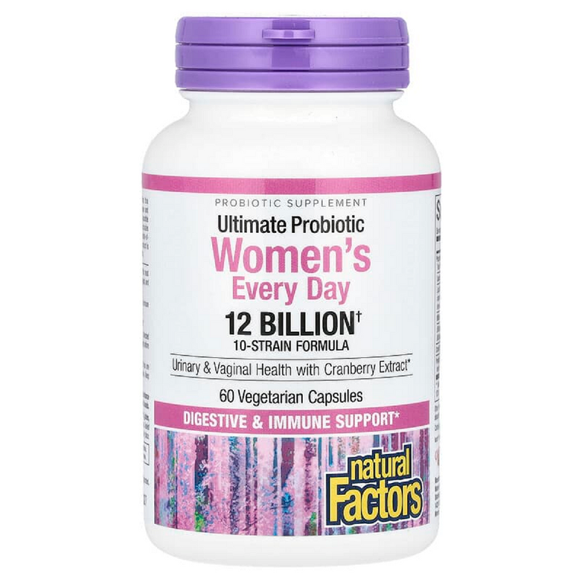 Natural Factors, Ultimate Probiotic Women's Every Day 12 Billion 60 Veg Caps | For Digestive ...