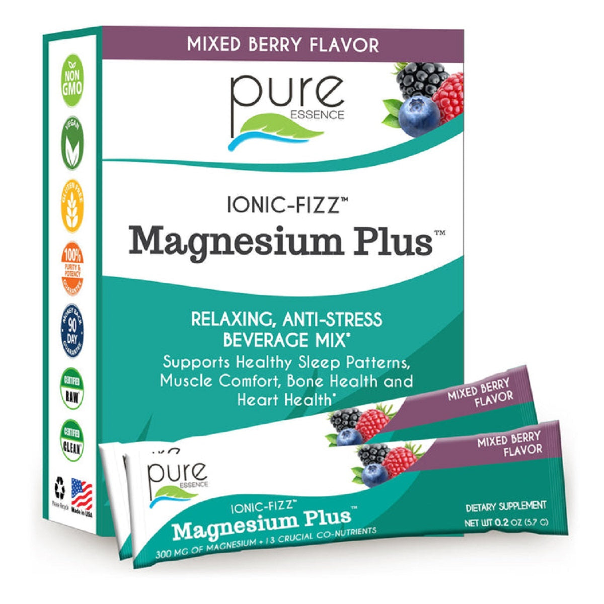 Pure Essence, Ionic-Fizz Magnesium Plus Mixed Berry Flavor | Anti ...